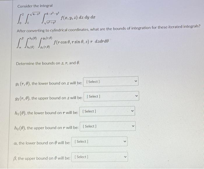 Solved Consider the integral | Chegg.com