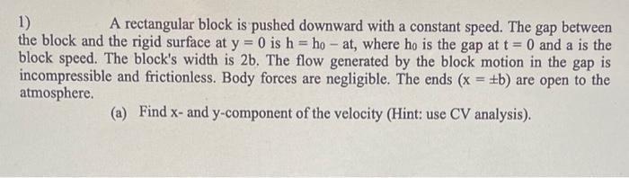Solved 1) A rectangular block is pushed downward with a | Chegg.com