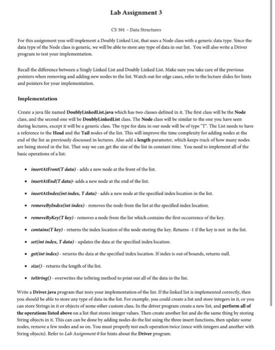 Solved Rubric Node Class 5 Points Doubly Linked List 