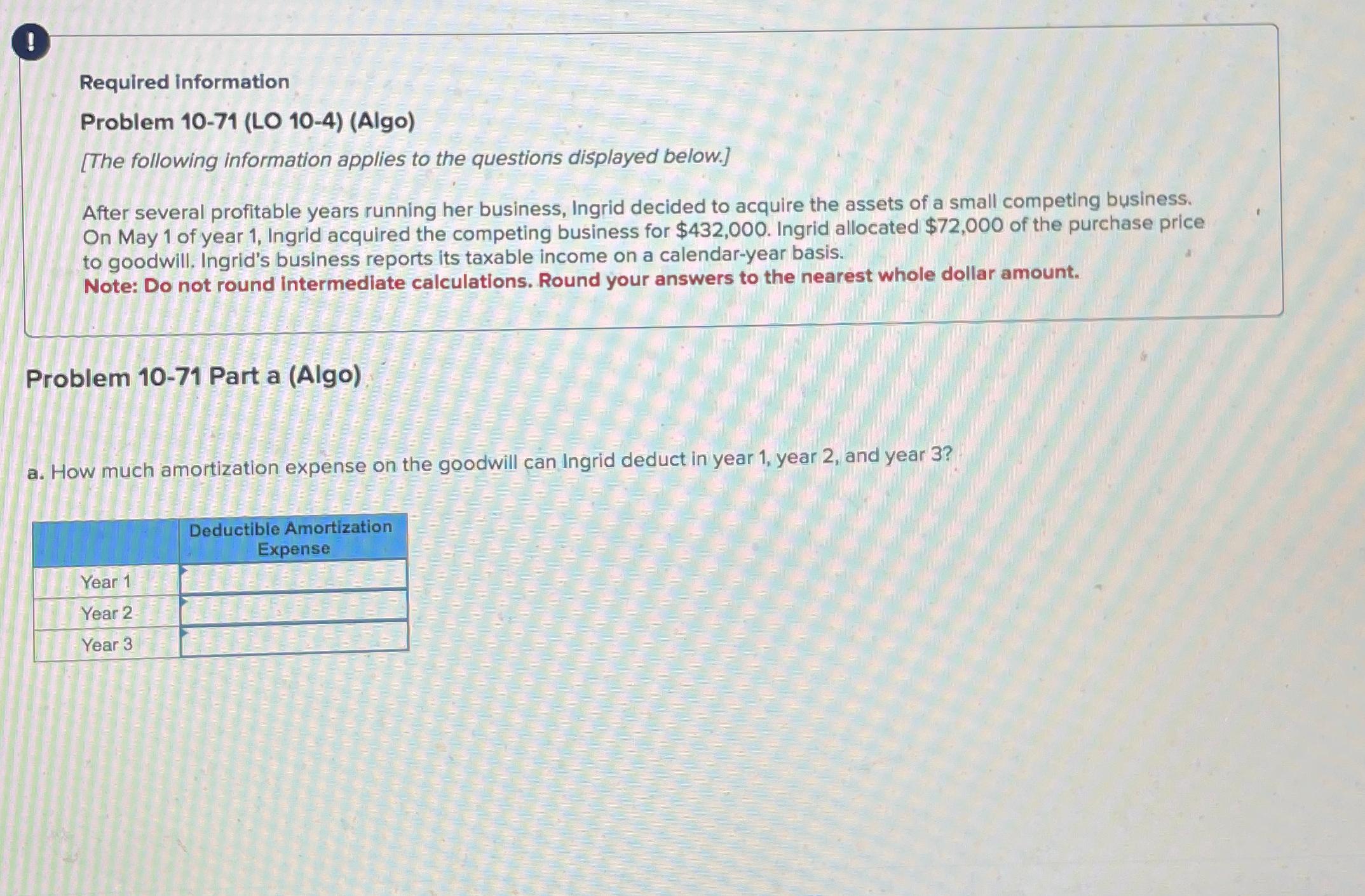 Solved IRequired informationProblem 10-71 (LO | Chegg.com