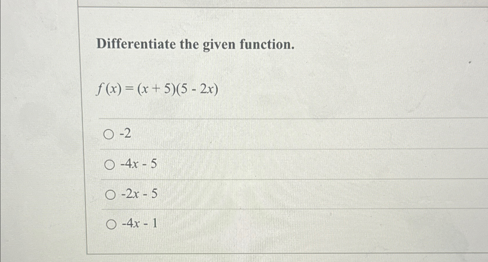 Solved Differentiate the given | Chegg.com
