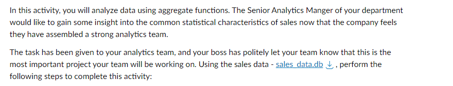 Solved In this activity, you will analyze data using | Chegg.com