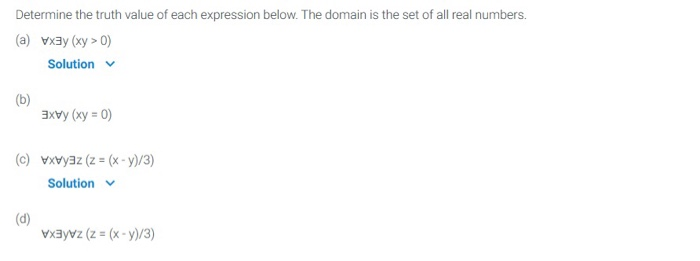 Solved Determine the truth value of each expression below. | Chegg.com