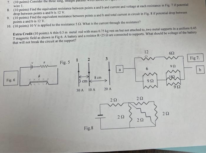 Solved 7. ( 10 points) Consider the three wire 1. 8. ( 10 | Chegg.com