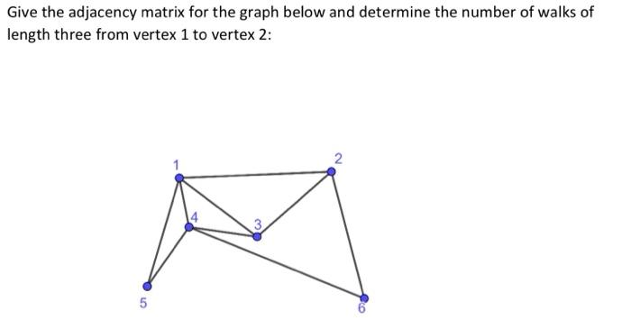 Solved Give the adjacency matrix for the graph below and | Chegg.com