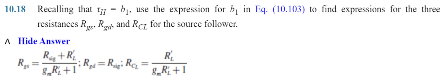 10.18 ﻿Recalling that τH=b1, ﻿use the expression for | Chegg.com