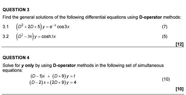 Solved QUESTION 3Find the general solutions of the following | Chegg.com