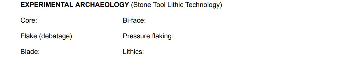 Solved EXPERIMENTAL ARCHAEOLOGY (Stone Tool Lithic | Chegg.com