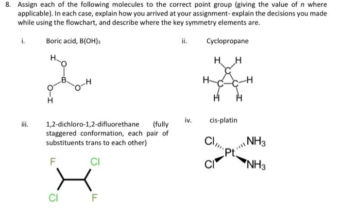 Solved 8. Assign each of the following molecules to the | Chegg.com