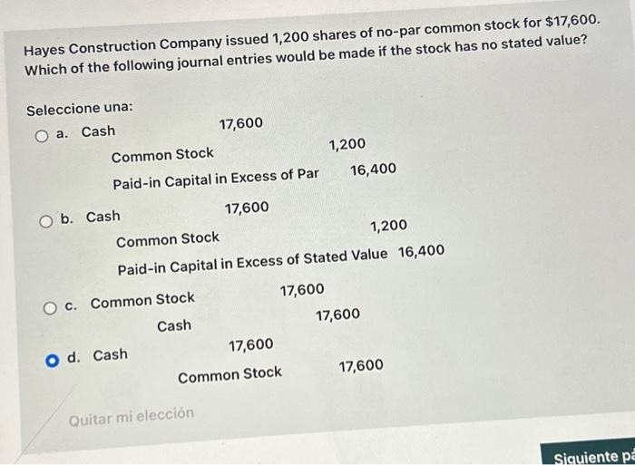 Hayes Construction Company issued 1,200 shares of | Chegg.com