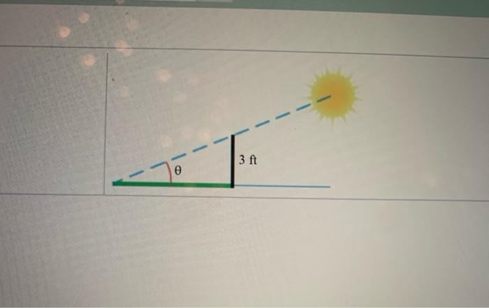 Solved calculate the shadow length of a 3 foot stick when | Chegg.com