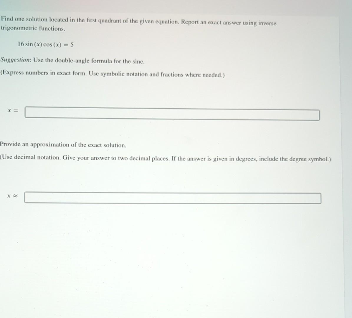 Solved Find one solution located in the first quadrant of | Chegg.com