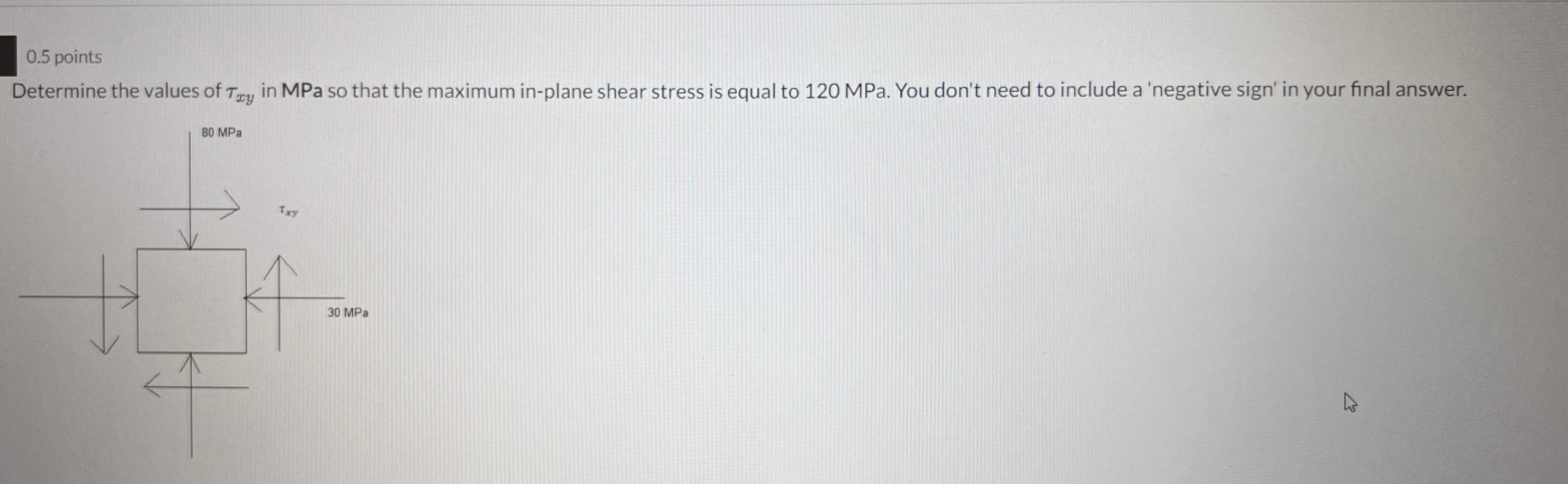 Solved Determine the values of τxy ﻿in MPa so that the | Chegg.com