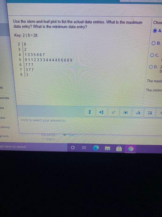 Solved Use the stem-and-leaf plot to list the actual data | Chegg.com