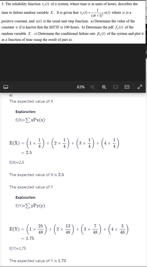 Solved The expected value of | Chegg.com