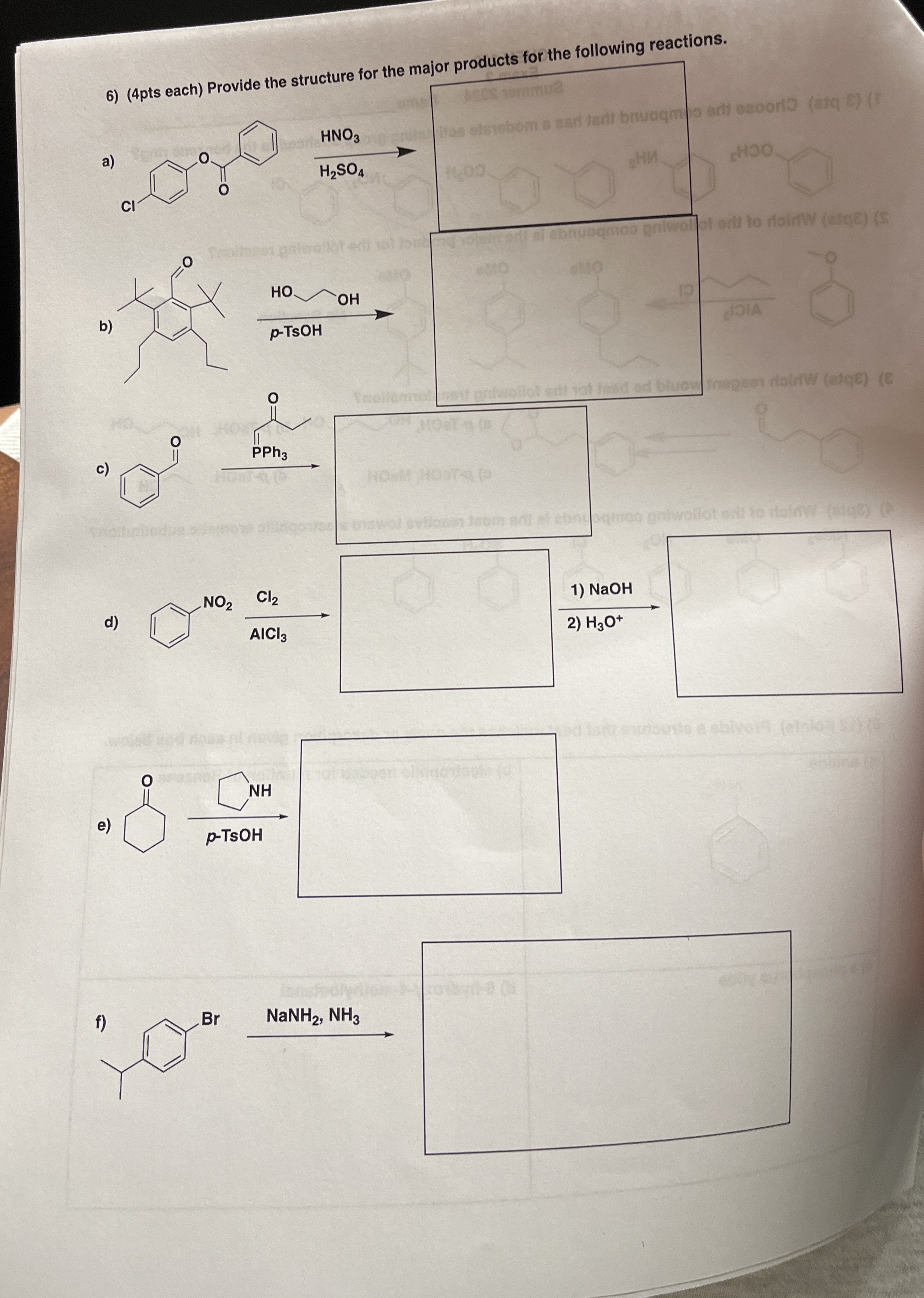Solved (4pts each) ﻿Provide the structure for the major | Chegg.com
