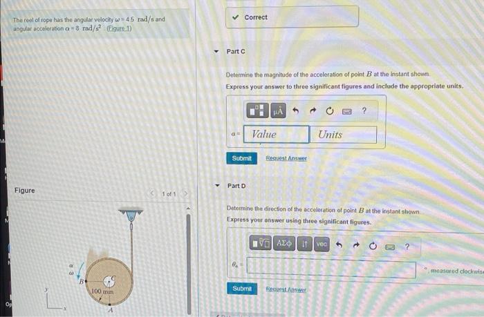 Solved The reel of rope has the angular velocity ω=4.5rad/s | Chegg.com