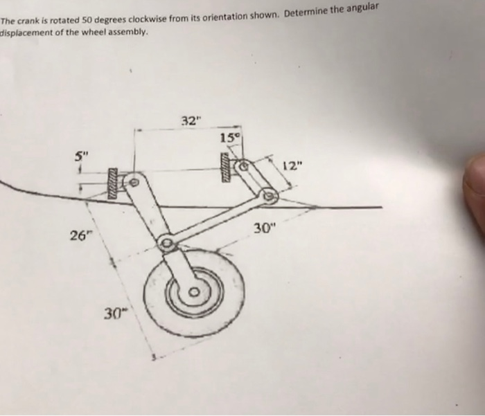 Solved The crank is rotated 50 degrees clockwise from its | Chegg.com