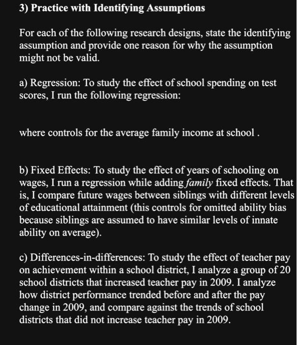 Solved 3) Practice with Identifying Assumptions For each of | Chegg.com