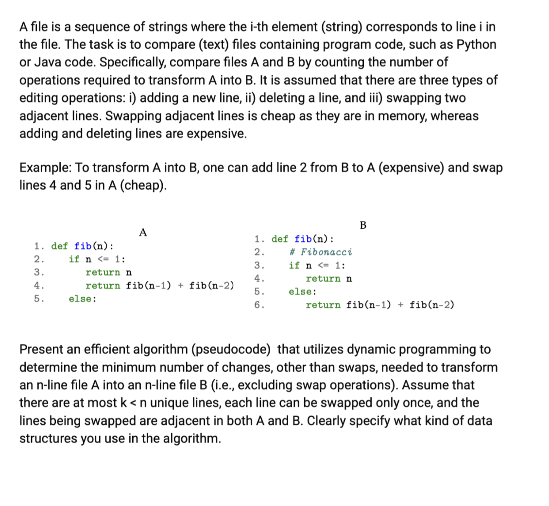 A file is a sequence of strings where the i-th | Chegg.com