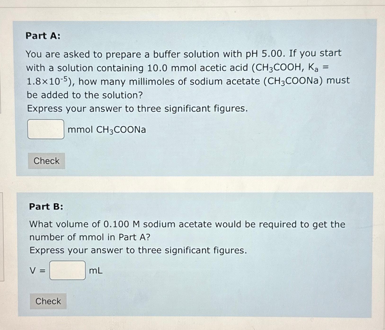 Solved Part A:You are asked to prepare a buffer solution | Chegg.com