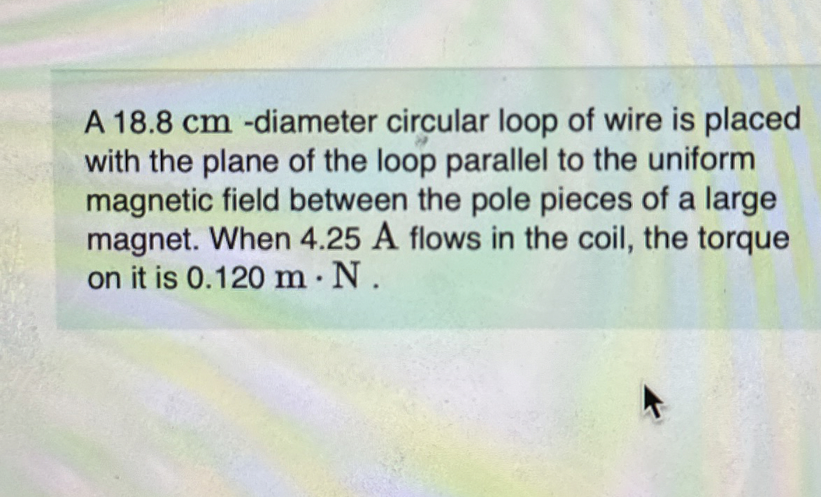 Solved A 18.8 ﻿cm -diameter circular loop of wire is placed | Chegg.com