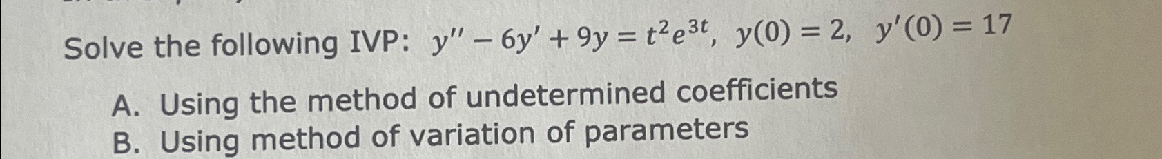 Solve the following IVP: | Chegg.com
