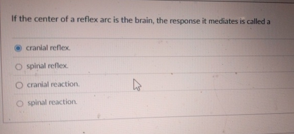 Solved If the center of a reflex arc is the brain, the | Chegg.com