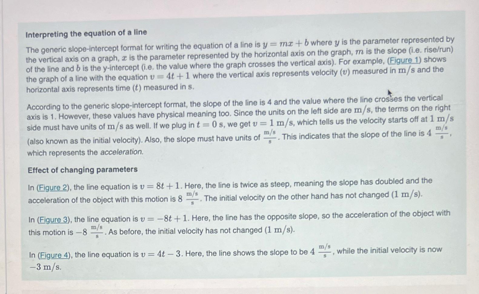 Interpreting the equation of a lineThe generic | Chegg.com