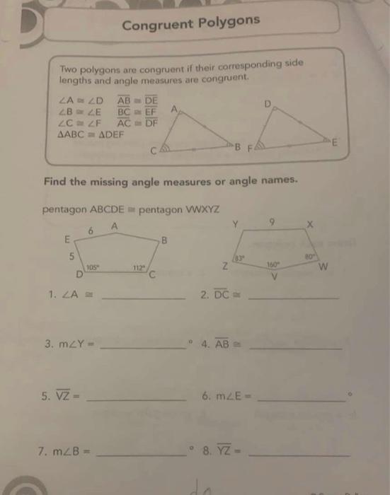 Solved Congruent Polygons Two polygons are congruent if | Chegg.com