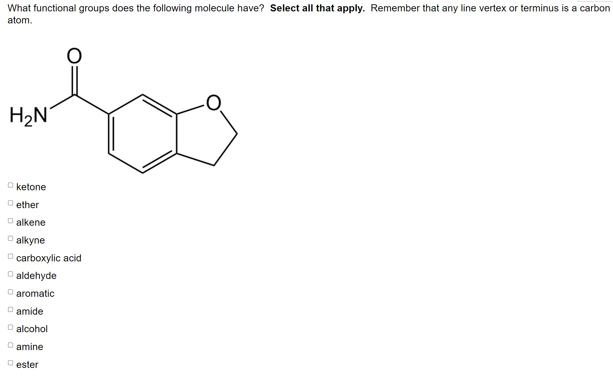 Solved What functional groups does the following molecule | Chegg.com