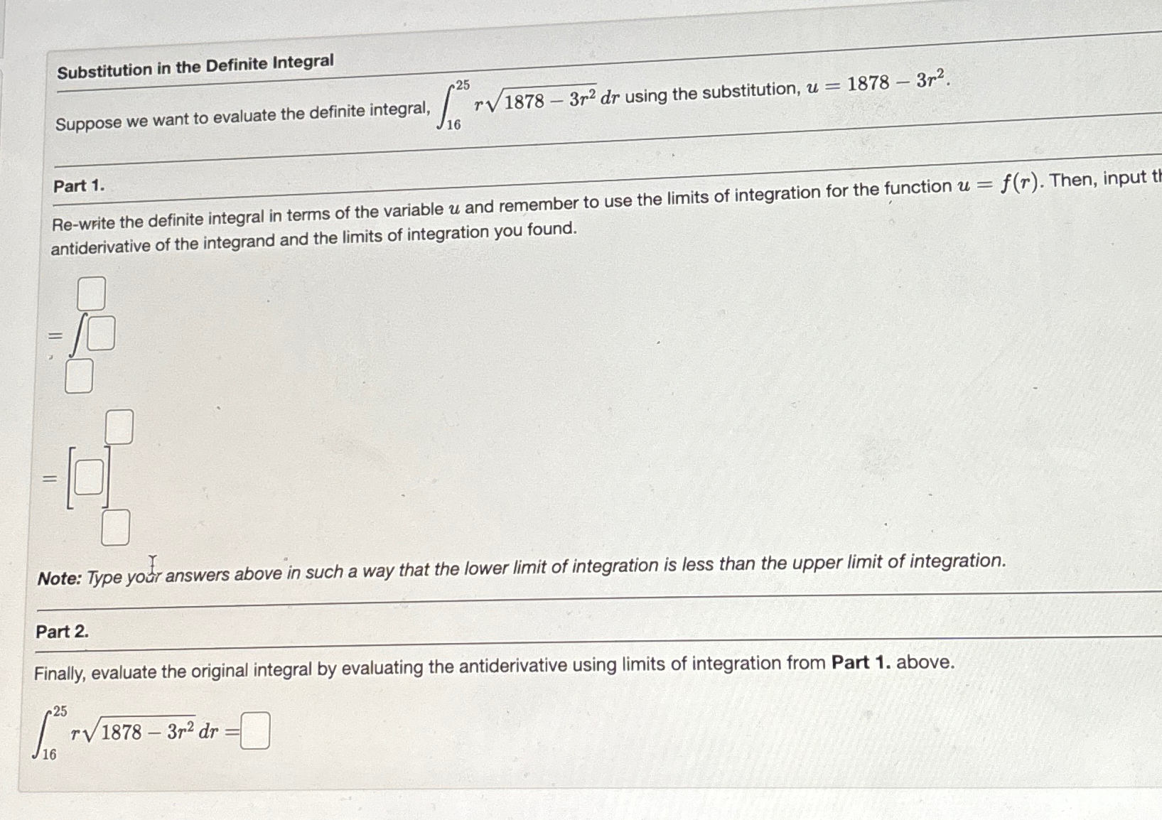 Solved Substitution in the Definite IntegralSuppose we want | Chegg.com