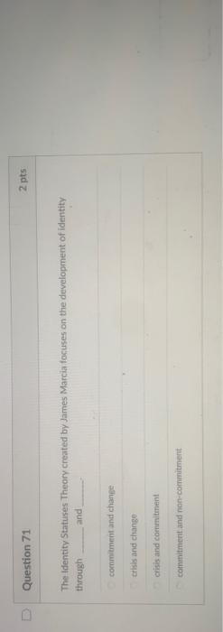 Solved The Identity Statuses Theory created by James Marcia | Chegg.com