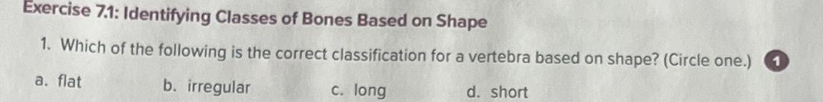 Solved Exercise 7.1: Identifying Classes of Bones Based on | Chegg.com