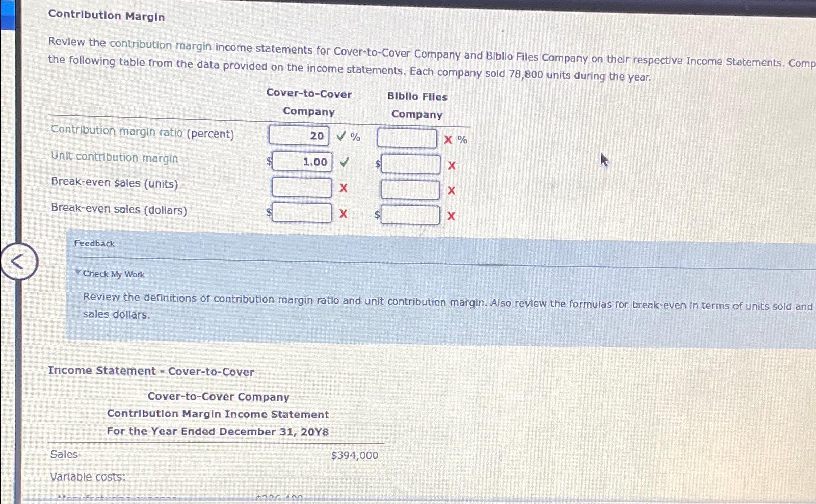 Contrlbution MarginReview the contribution margin | Chegg.com