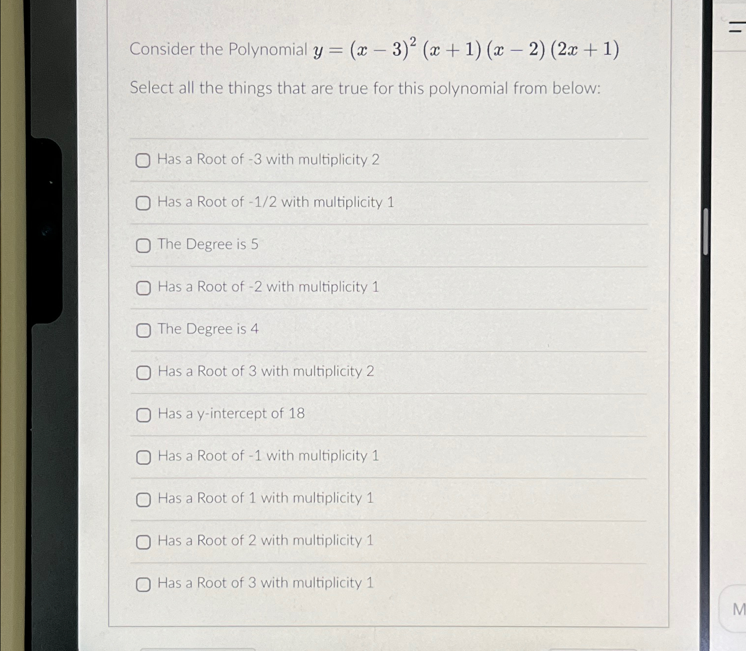 Solved Consider the Polynomial | Chegg.com