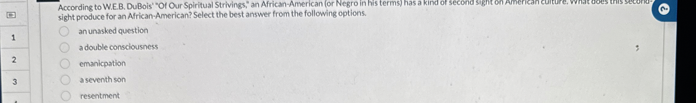 Solved According to W.E.B. ﻿DuBois' "Of Our Spiritual | Chegg.com