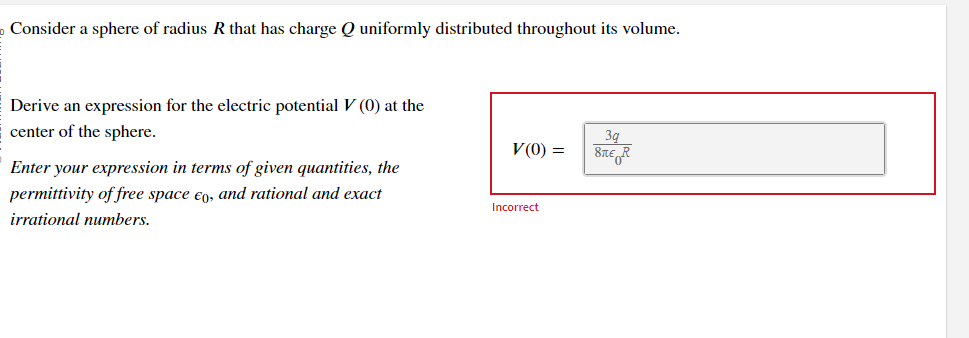Solved Consider a sphere of radius R ﻿that has charge Q | Chegg.com