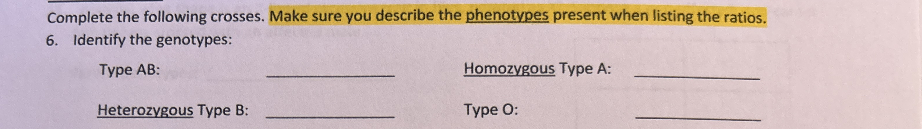 Solved by an EXPERT Complete the following crosses. Make sure you ...