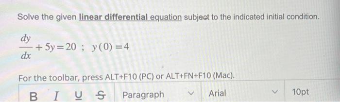 Solved Solve the given linear differential equation subject | Chegg.com