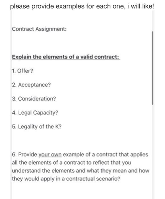 Solved please provide examples for each one, i will like! | Chegg.com