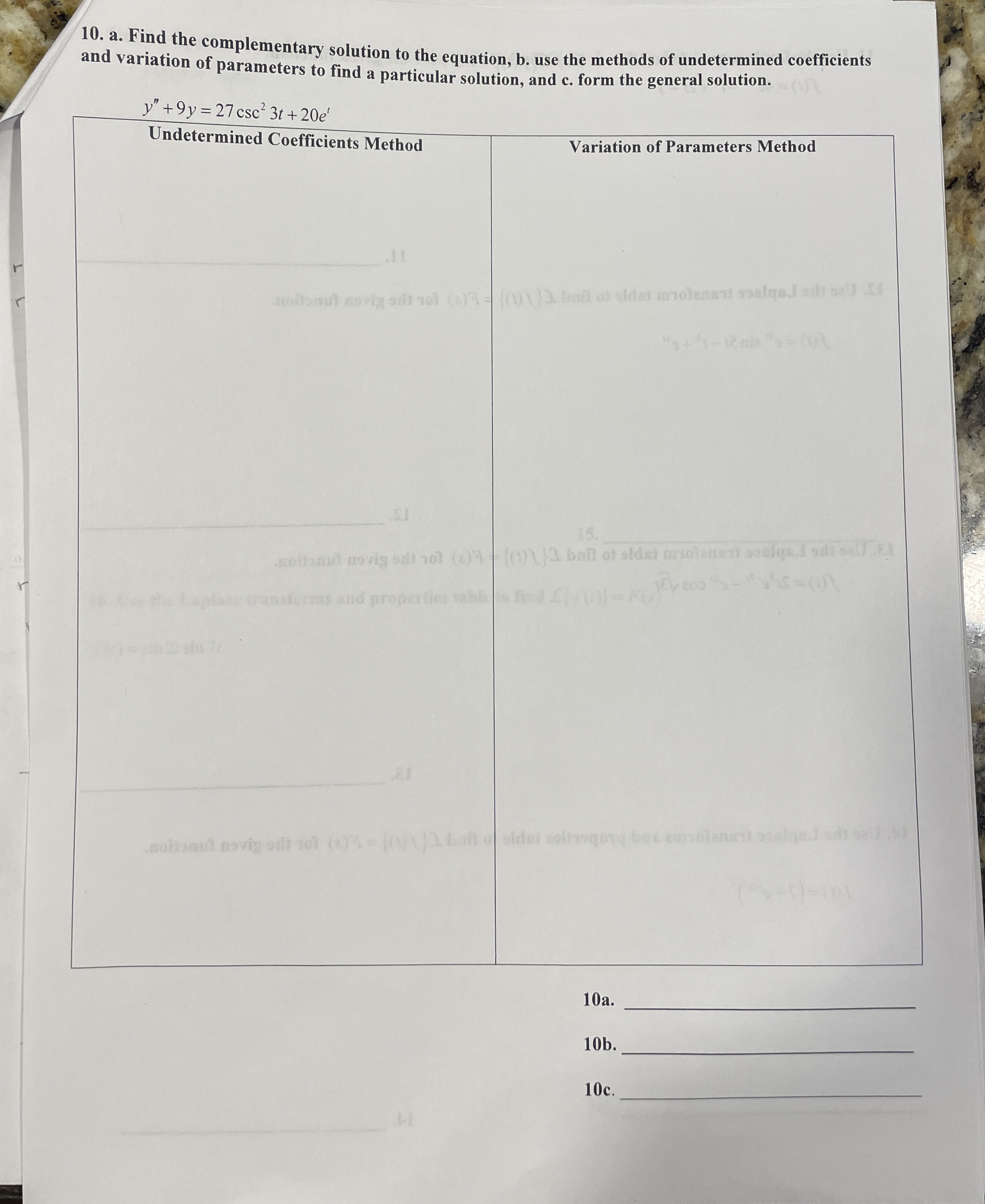 Solved a. ﻿Find the complementary solution to the equation, | Chegg.com