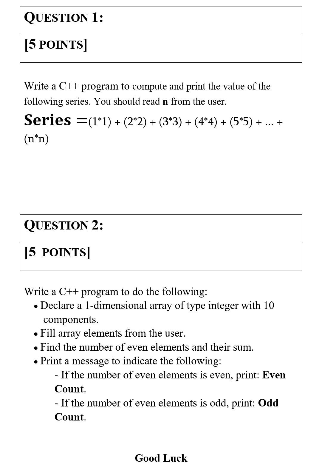 Solved Q1 Write A C Program To Compute And Print The