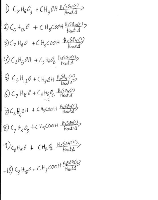 Solved Soule) Heat DC, 4603 + CH30H HSO2 2) C5 H2O +CH.ccom | Chegg.com