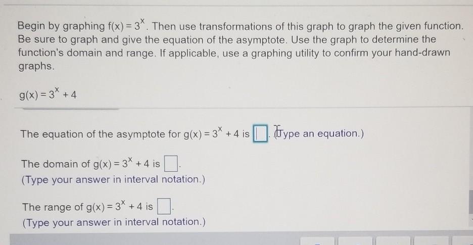 Solved Begin by graphing f(x) = 3. Then use transformations | Chegg.com