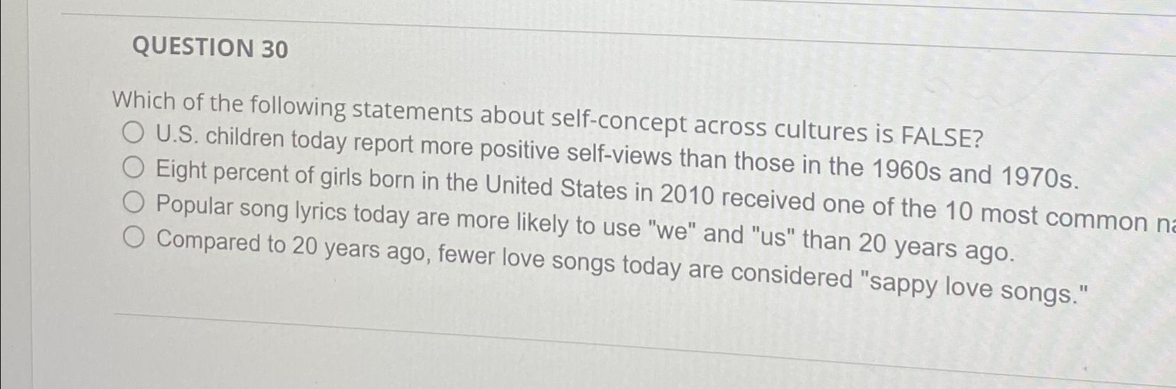 Solved QUESTION 30Which of the following statements about | Chegg.com