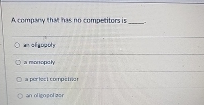 Solved A company that has no competitors is q,q,an | Chegg.com