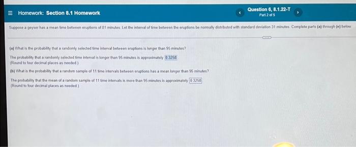 Solved Part 2 of 5 = Homework: Section 8.1 Homework Question | Chegg.com