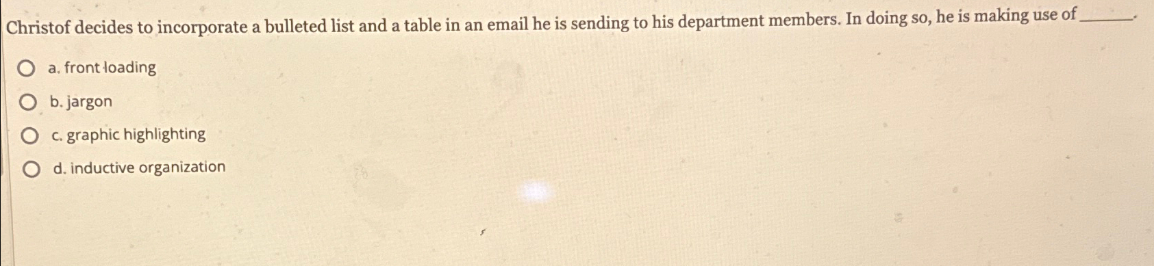 Solved Christof decides to incorporate a bulleted list and a | Chegg.com