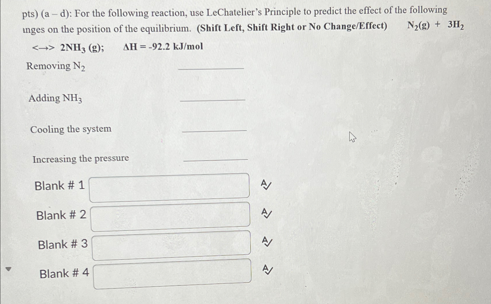 Solved pts) (a-d) ﻿: For the following reaction, use | Chegg.com
